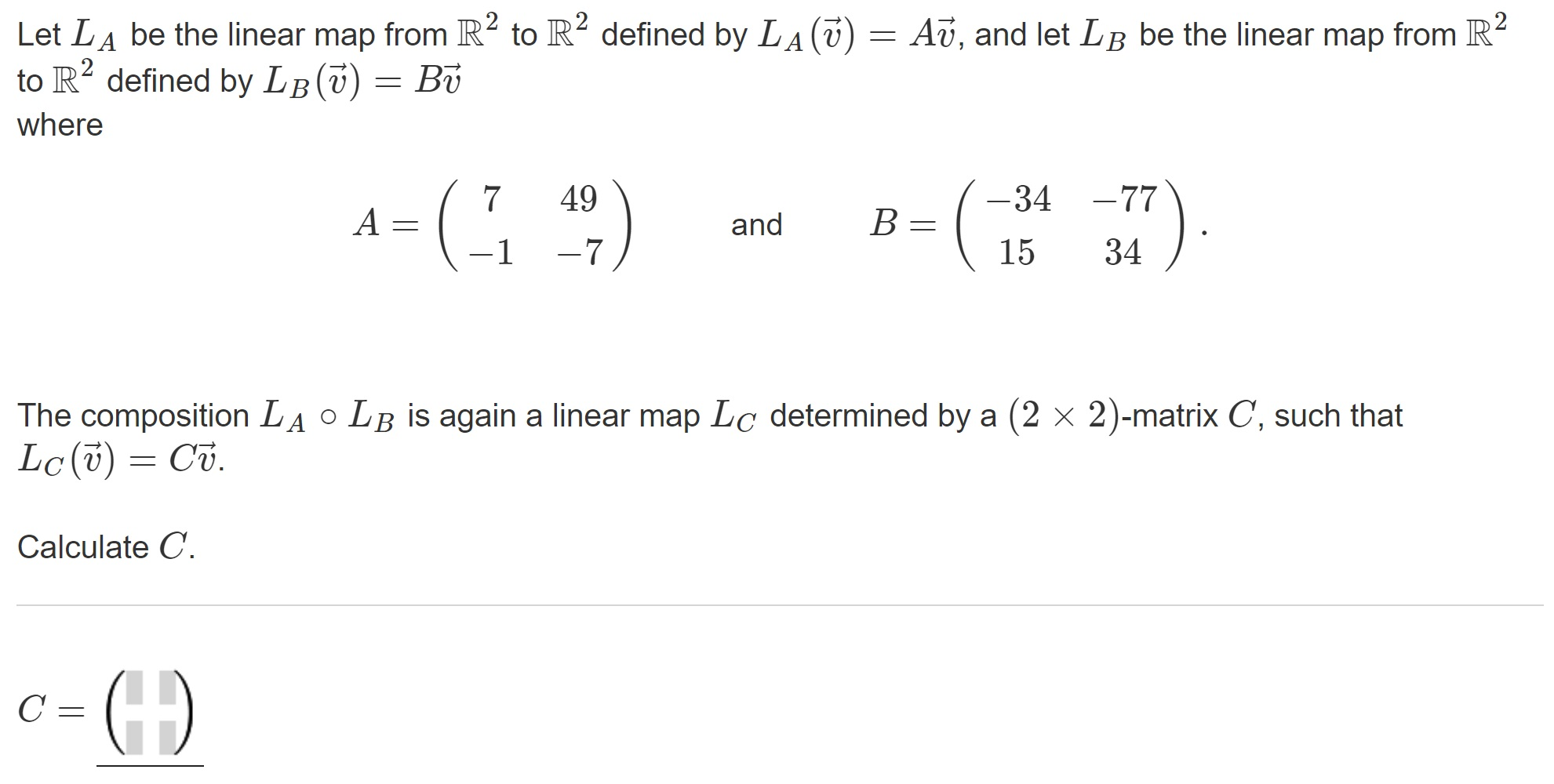 Solved Let La be the linear map from R2 to R² defined by LA | Chegg.com