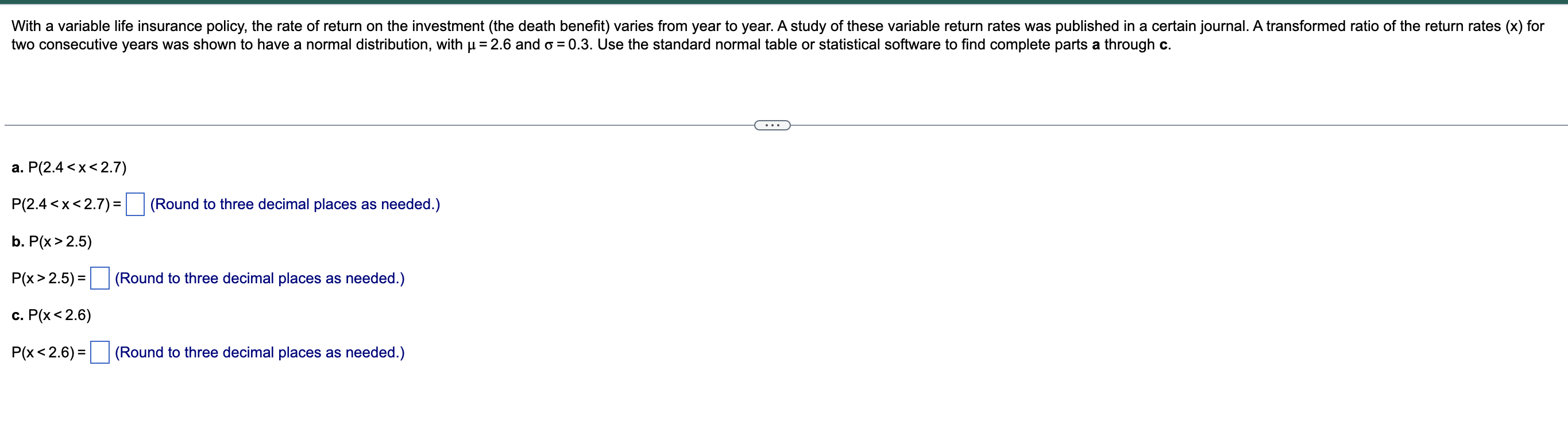 Solved two consecutive years was shown to have a normal | Chegg.com