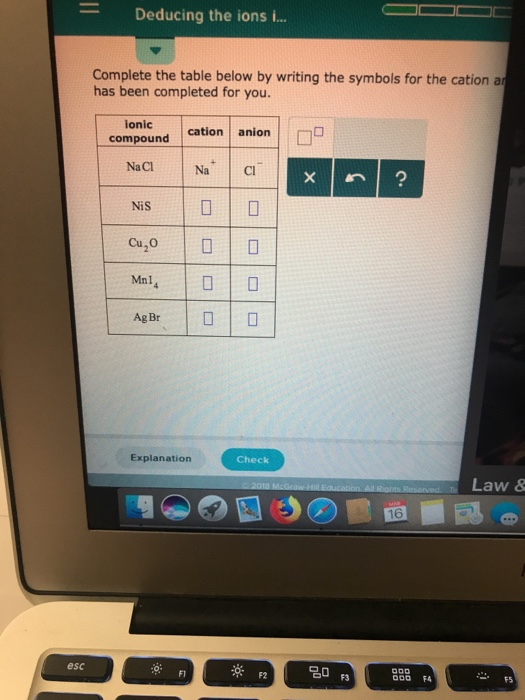 Solved Deducing the ions i Complete the table below by | Chegg.com