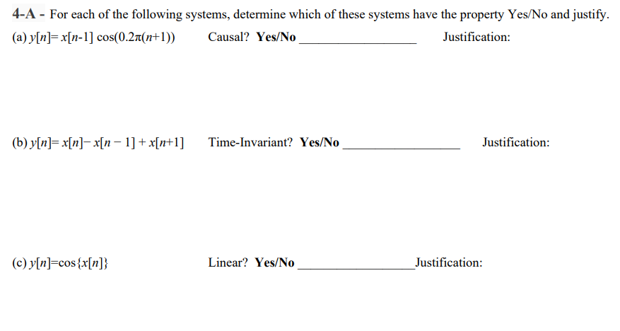 Solved 4-A - For each of the following systems, determine | Chegg.com