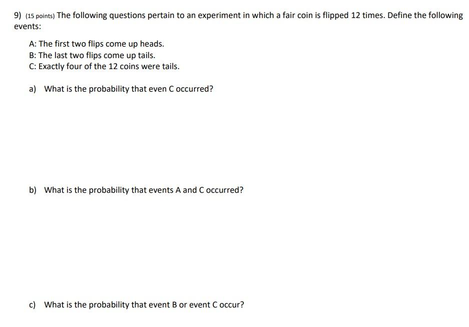 Solved 9) (15 points) The following questions pertain to an | Chegg.com