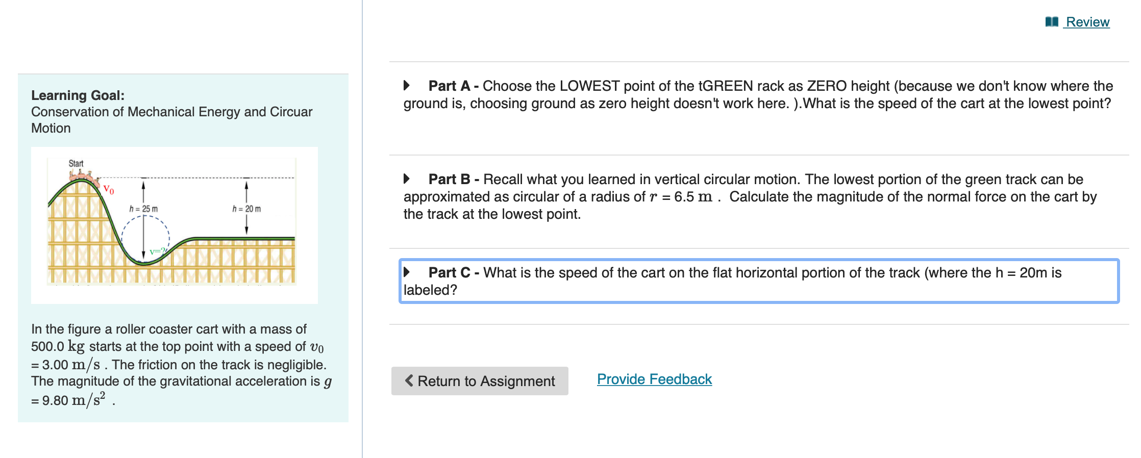 Solved Learning Goal: - Part A - Choose the LOWEST point of | Chegg.com