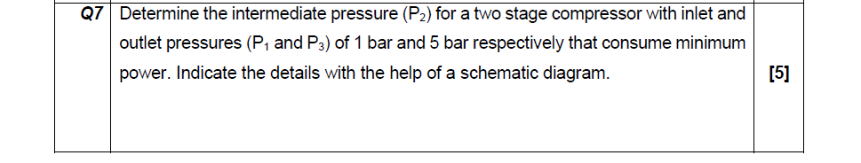 Solved Q7 Determine the intermediate pressure (P2) for a two | Chegg.com