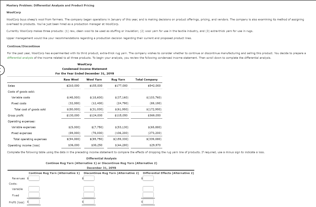 Solved Mastery Problem: Differential Analysis and Product | Chegg.com