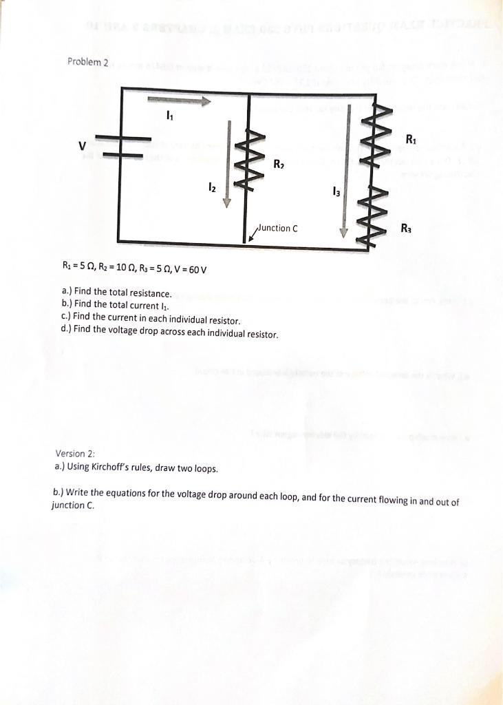 Solved R1=5Ω,R2=10Ω,R3=5Ω,V=60 V a.) Find the total | Chegg.com