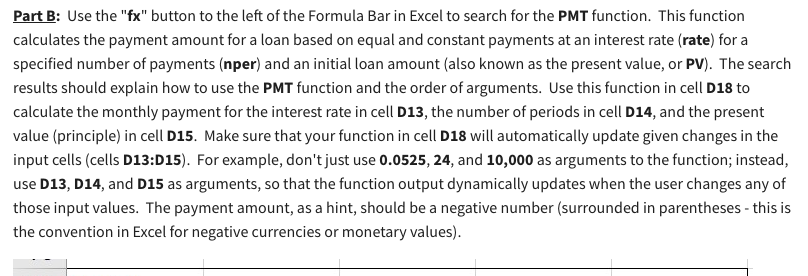 Solved Part B Interest rate: 5.25% Number of payments: 24 | Chegg.com