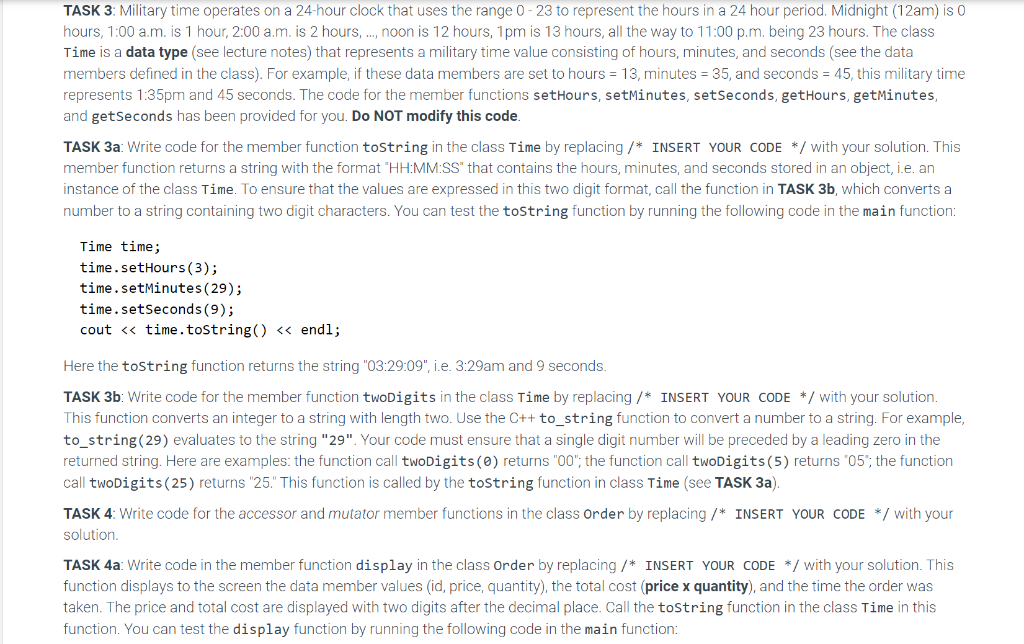 Solved TASK 3: Military time operates on a 24-hour clock | Chegg.com