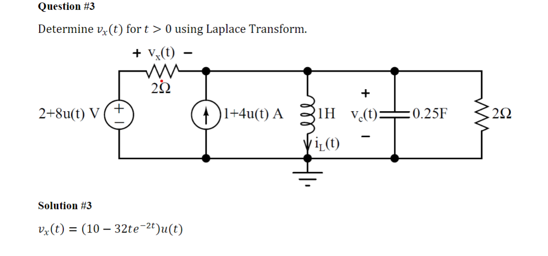 Solved Determine vx(t) for t>0 using Laplace Transform. | Chegg.com
