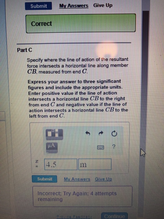 Solved Submit My Answers Give Up Correct Part C Specify | Chegg.com