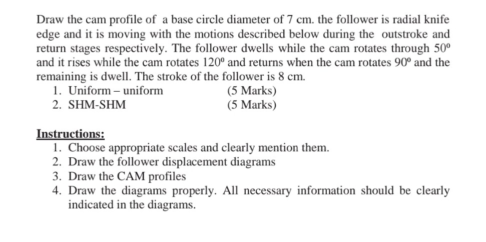 Solved Draw the cam profile of a base circle diameter of 7 | Chegg.com