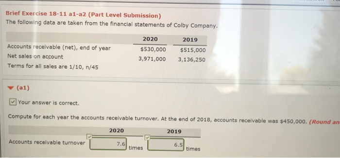 Solved Brief Exercise 18-11 a1-a2 (Part Level Submission) | Chegg.com