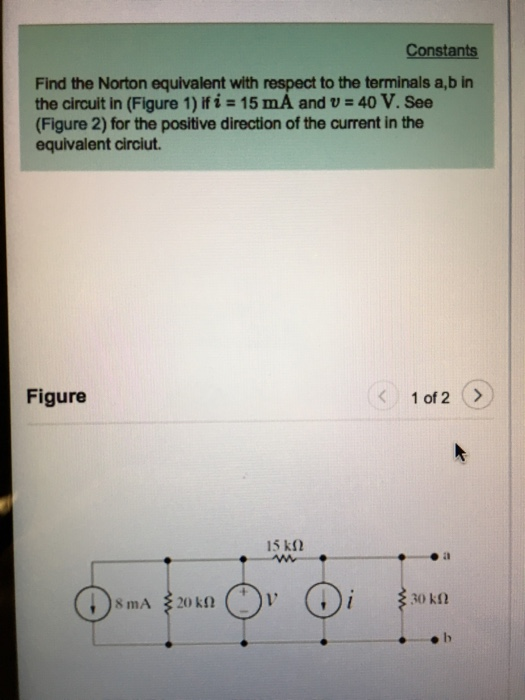 Solved Constants Find the Norton equivalent with respect to | Chegg.com