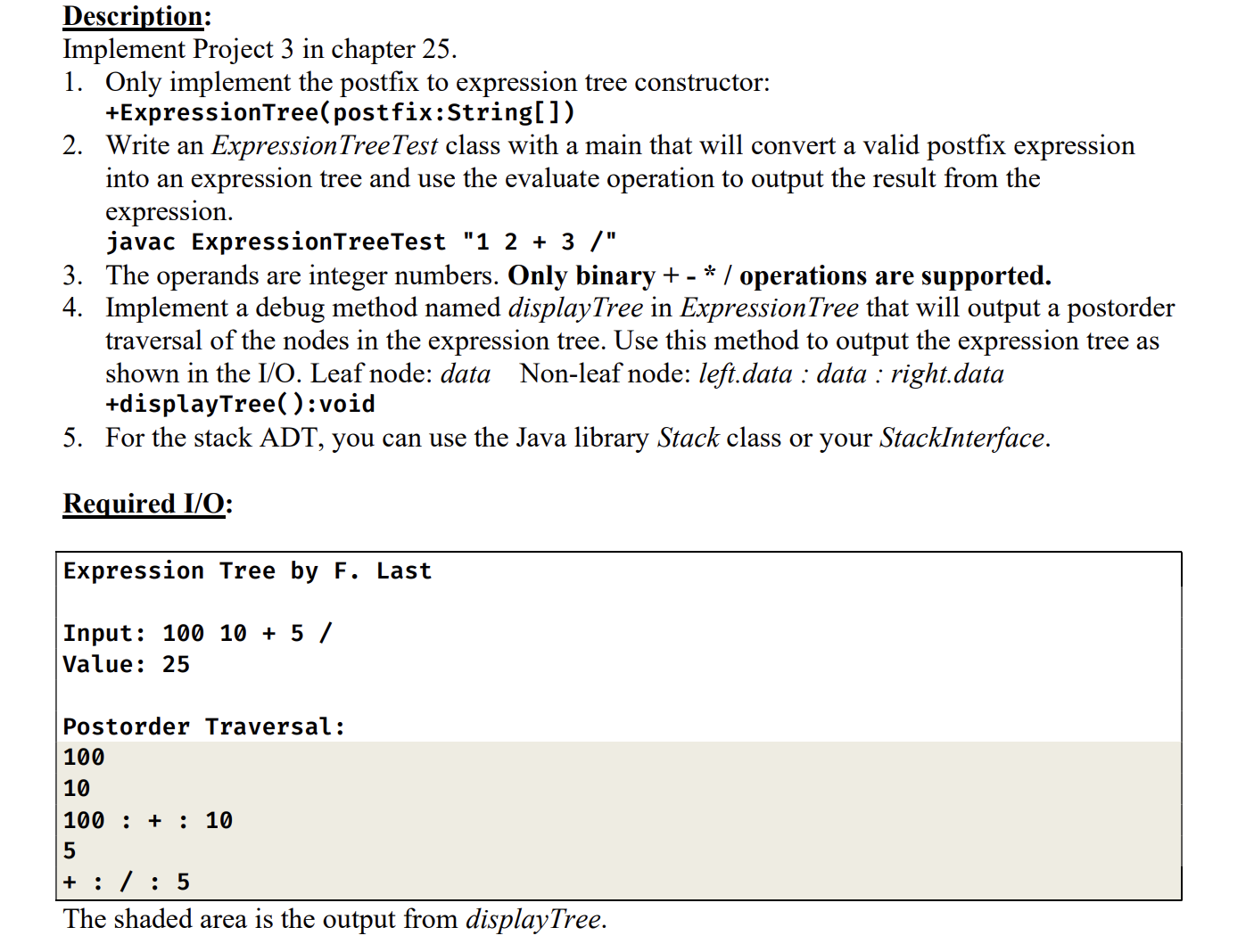 Solved I have created the ExpressionTree however my display | Chegg.com