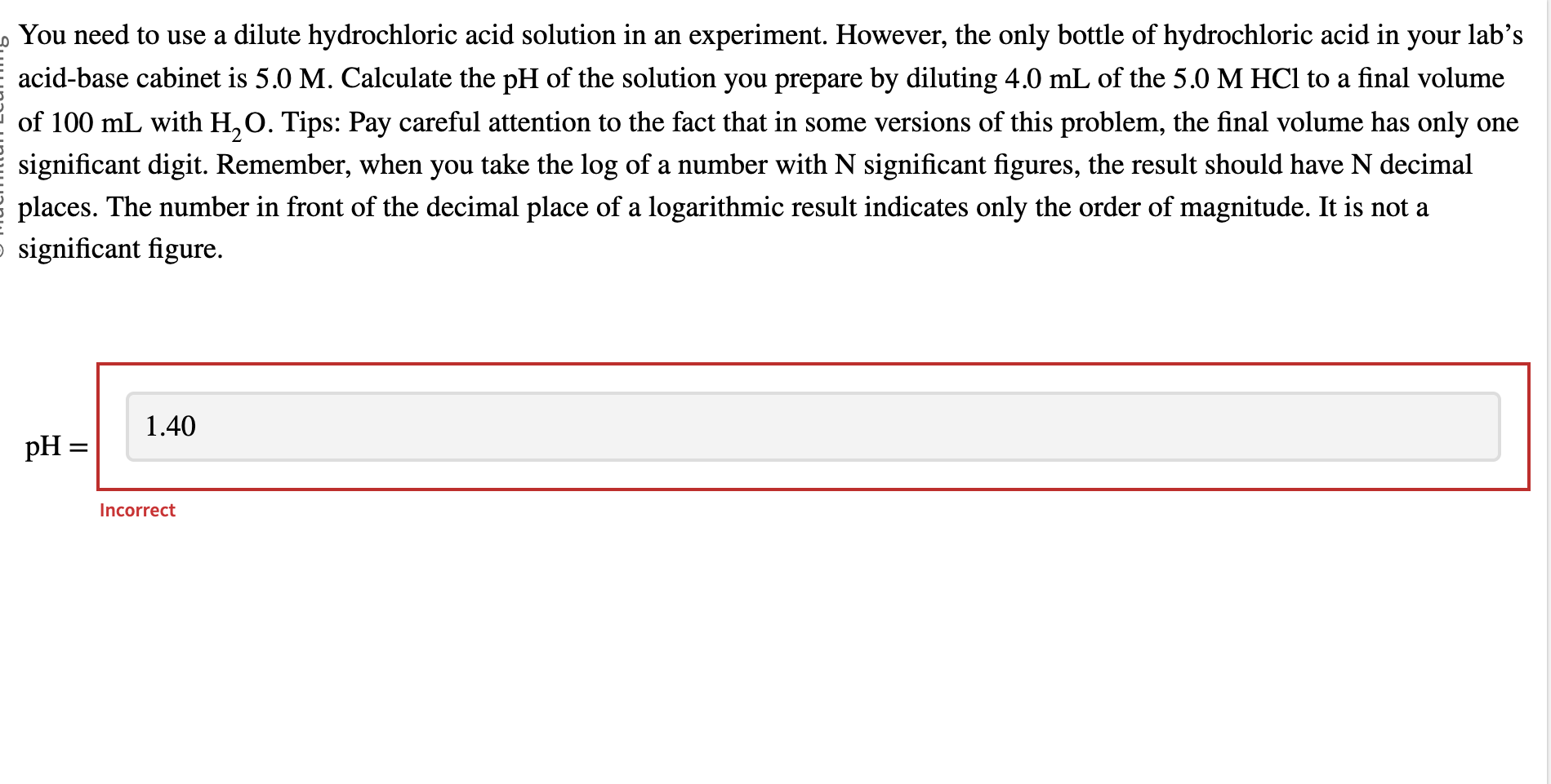 Solved You need to use a dilute hydrochloric acid solution | Chegg.com