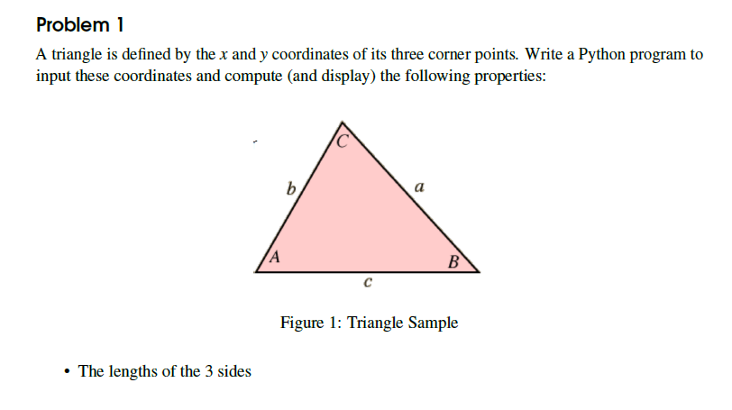Solved Problem 1 A triangle is defined by the x and y | Chegg.com