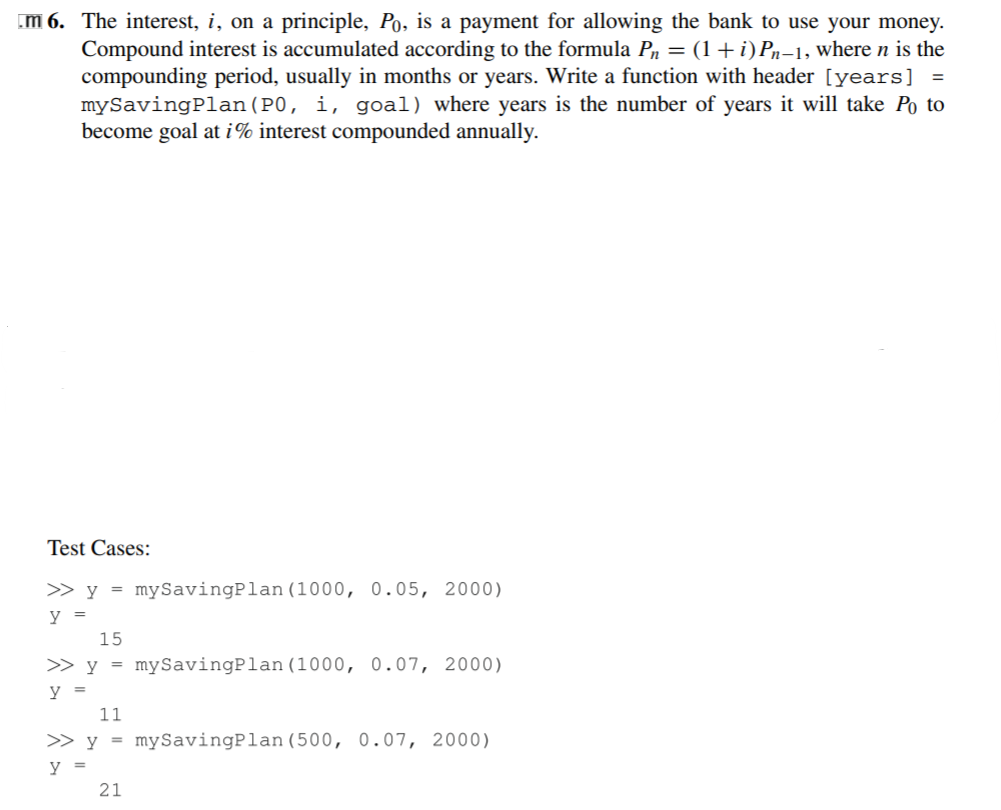 Solved .m 6. The interest, i, on a principle, Po, is a | Chegg.com