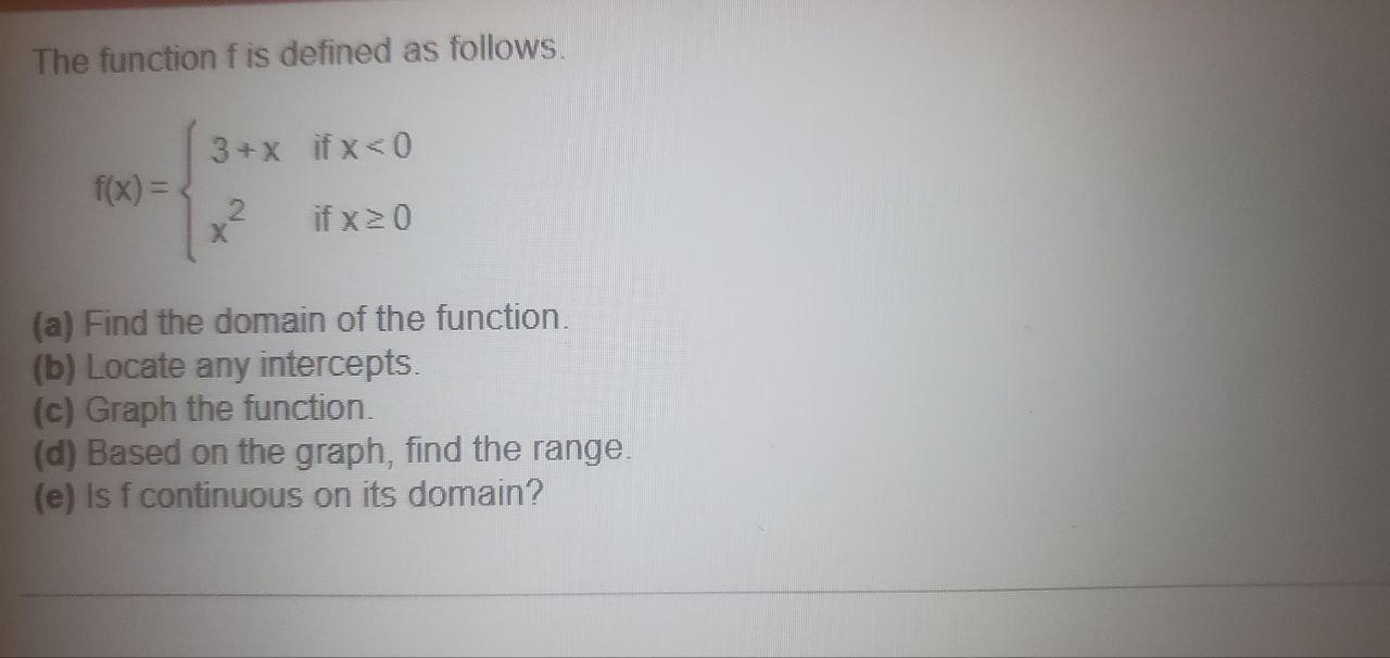 Solved The function f is defined as follows. 3+x ifx