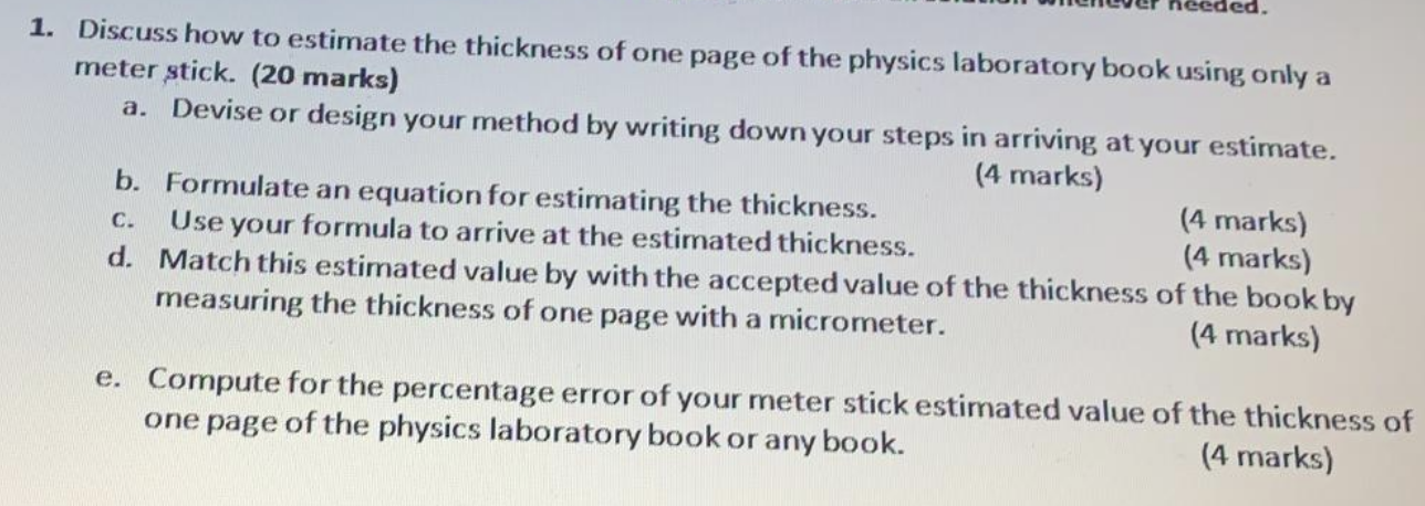 ed. 1. Discuss how to estimate the thickness of one | Chegg.com