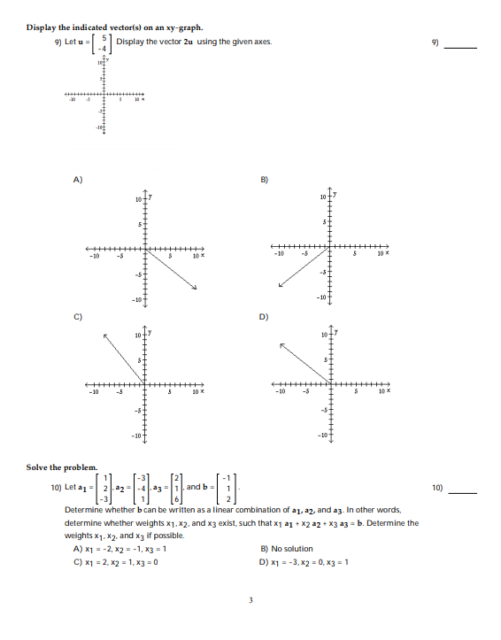 Solved Display the indicated vector(s) on an xy-graph. 9) | Chegg.com