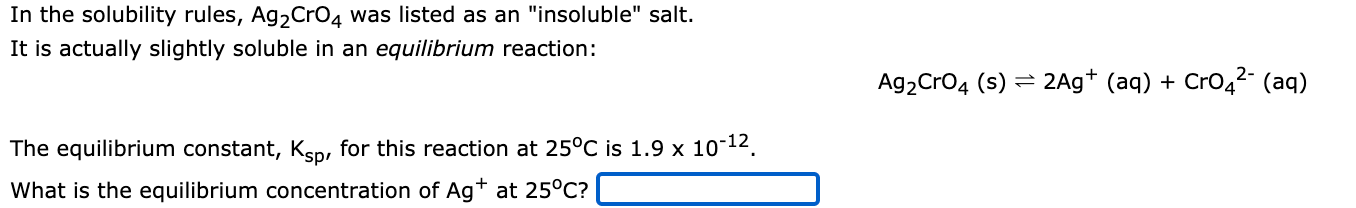 Solved In the solubility rules, Ag2 CrO4 was listed as an | Chegg.com