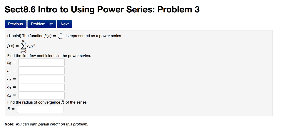 Solved Sect8.6 Intro to Using Power Series: Problem 4 | Chegg.com