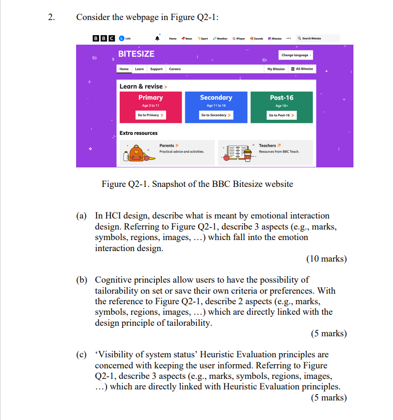 Solved 2. Consider the webpage in Figure Q2-1: Figure Q2-1. | Chegg.com