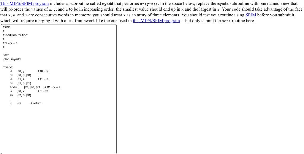 Solved This Mipsspim Program Includes A Subroutine Called 