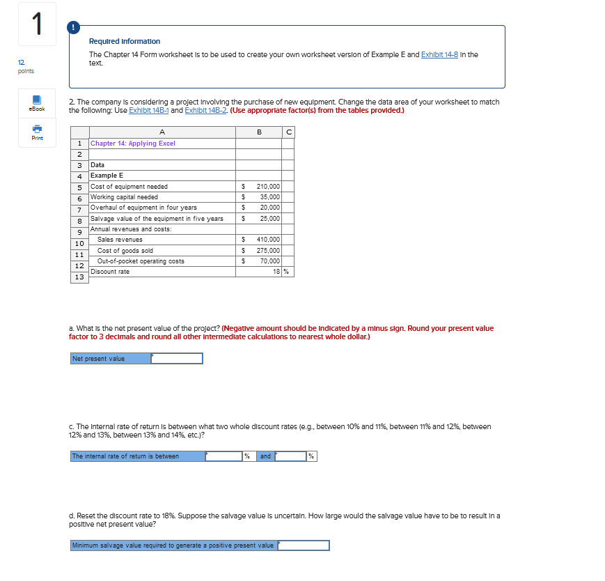 Solved Required Information The Chapter 14 Form worksheet Is | Chegg.com