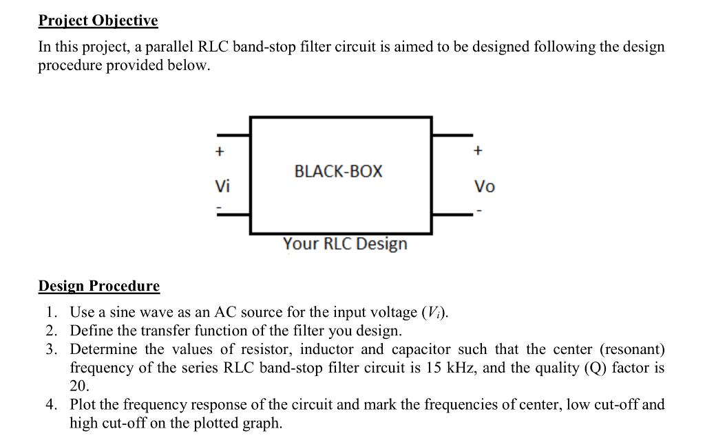 Solved Project Objective In this project, a parallel RLC | Chegg.com