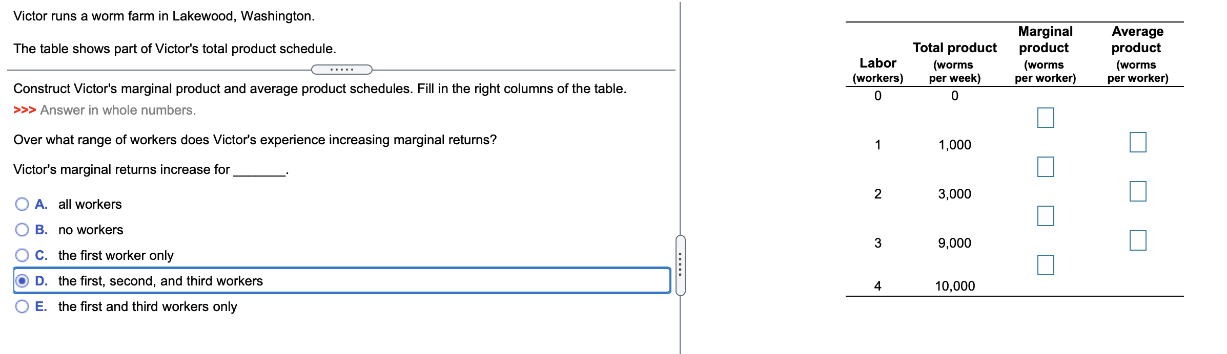 Solved Victor runs a worm farm in Lakewood, Washington. The | Chegg.com
