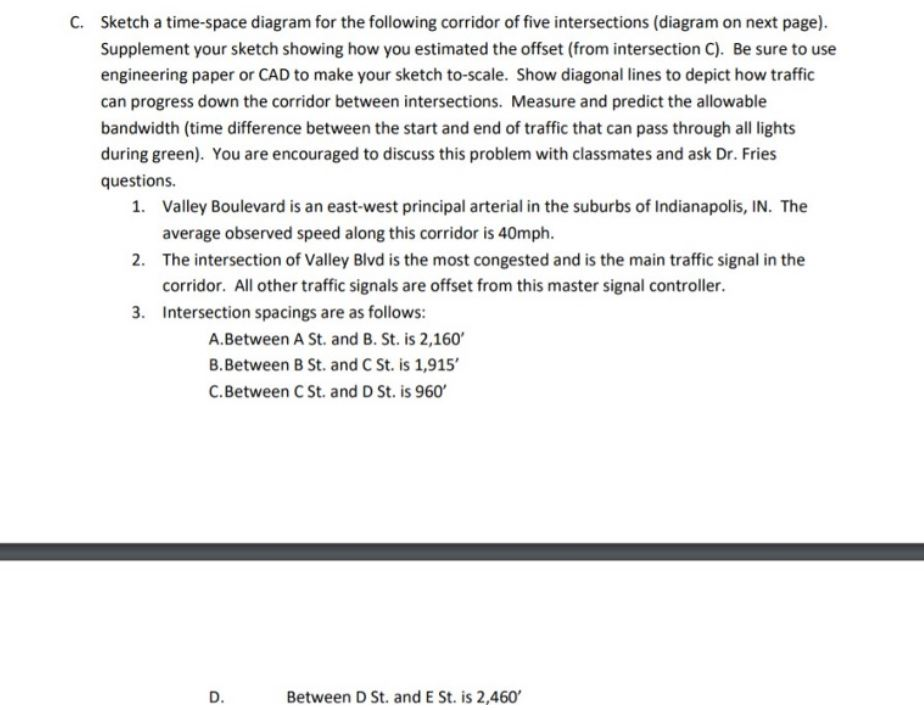 C. Sketch a time-space diagram for the following | Chegg.com