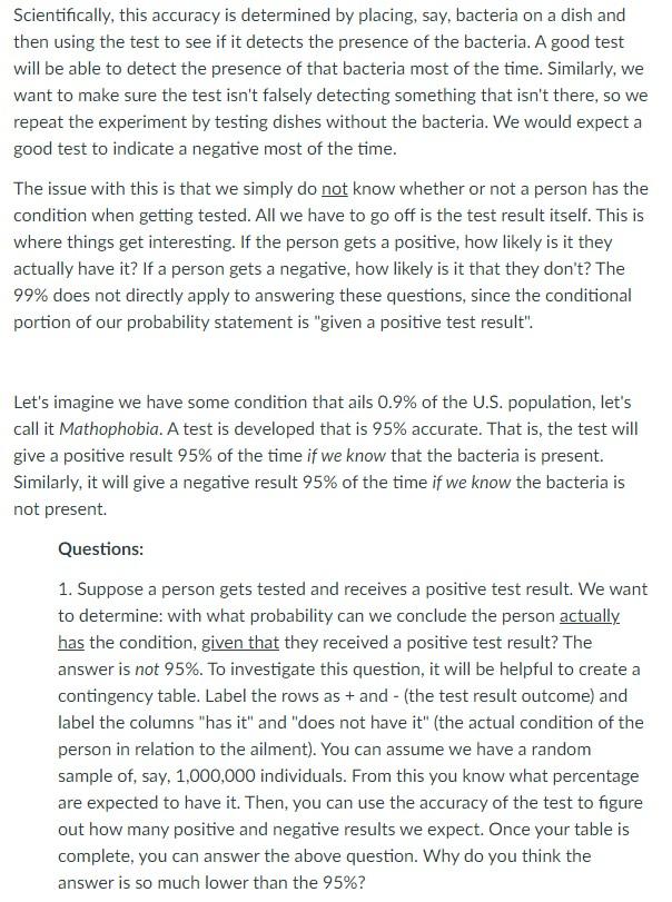 Solved Last week we learned that a test that is 99% accurate | Chegg.com