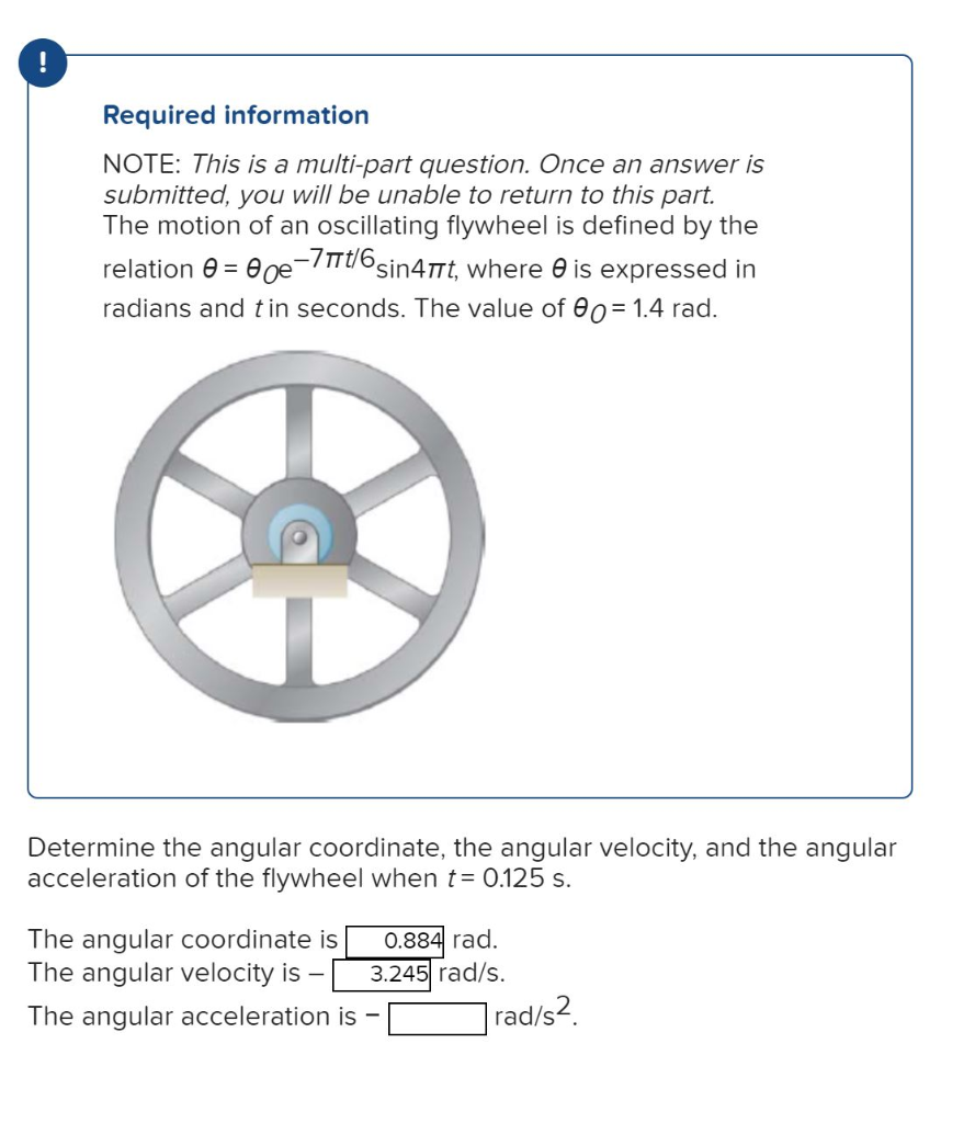 Solved The motion of an oscillating flywheel is defined by | Chegg.com