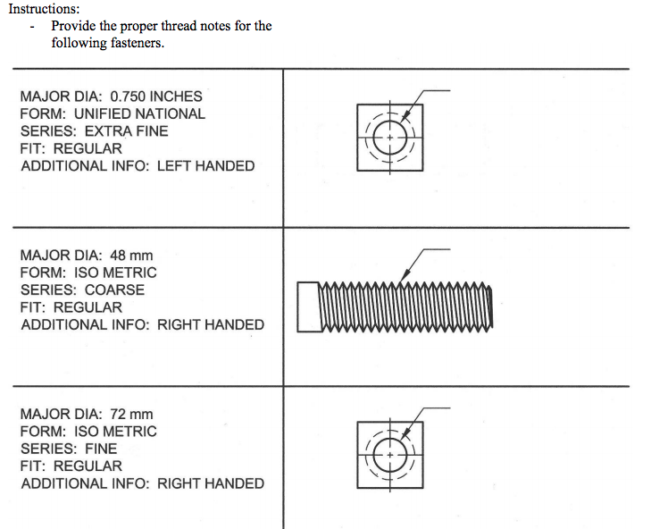 Solved Instructions: Provide the proper thread notes for the | Chegg.com
