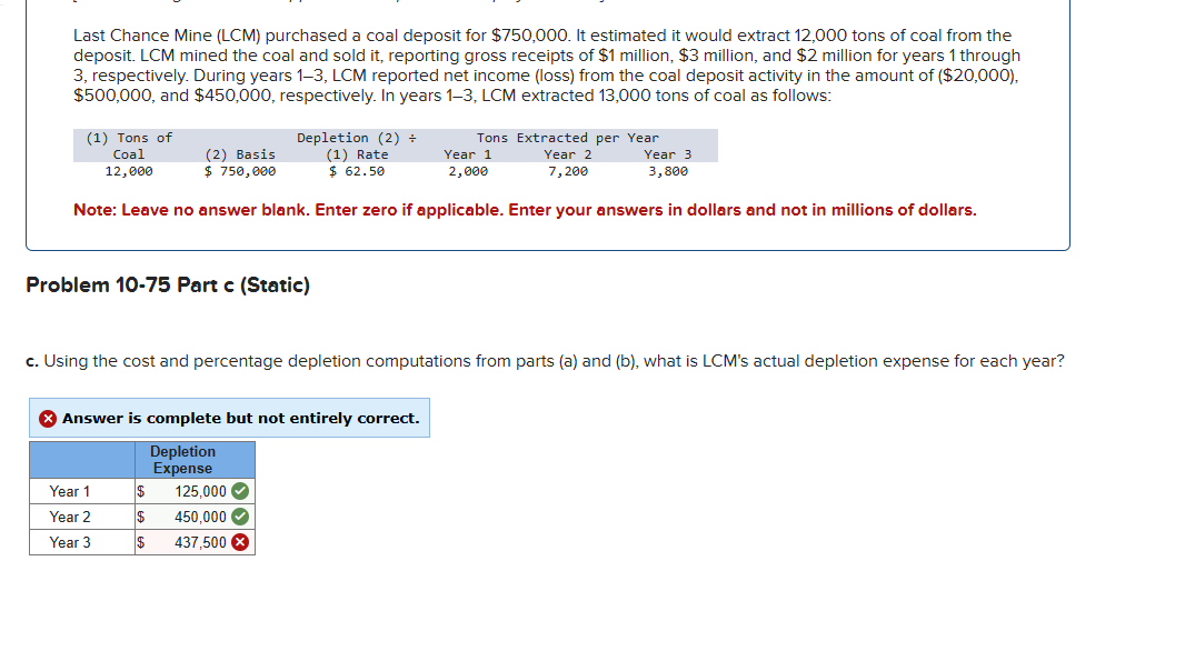 Solved Last Chance Mine (LCM) ﻿purchased a coal deposit for | Chegg.com