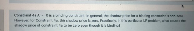 Constraint 4a A >= 0 is a binding constraint. In | Chegg.com