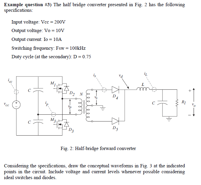 Example question #3) The half bridge converter | Chegg.com