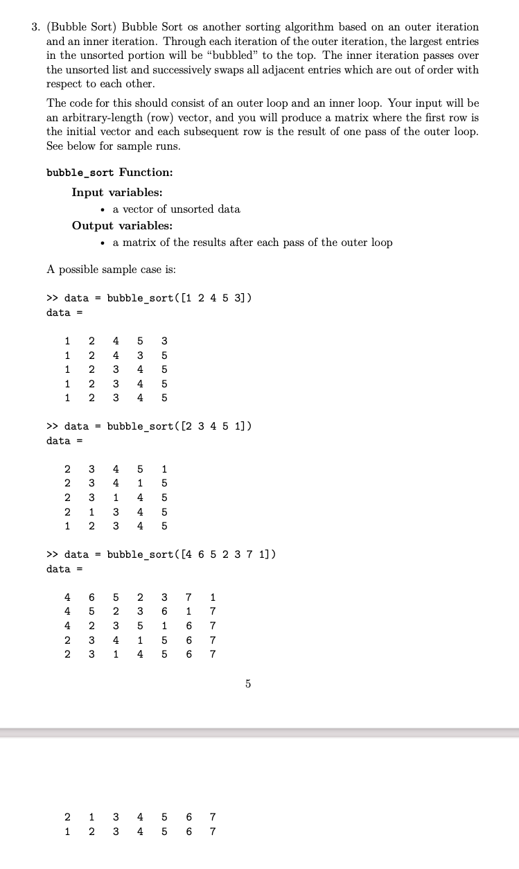 Solved 3. (Bubble Sort) Bubble Sort os another sorting | Chegg.com