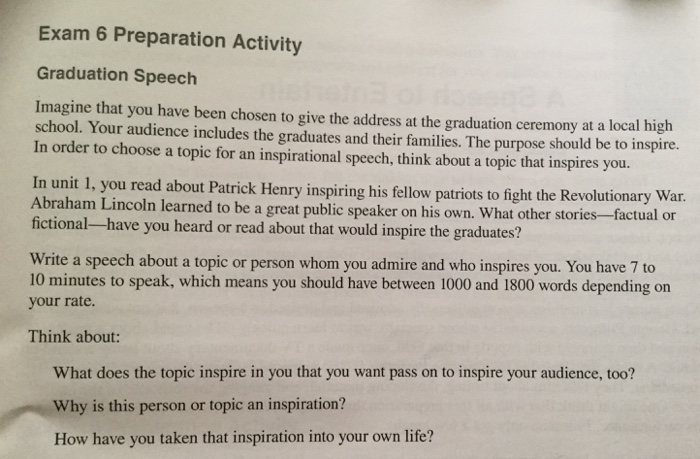 Solved Exam 6 Preparation Activity Graduation Speech Imagine | Chegg.com