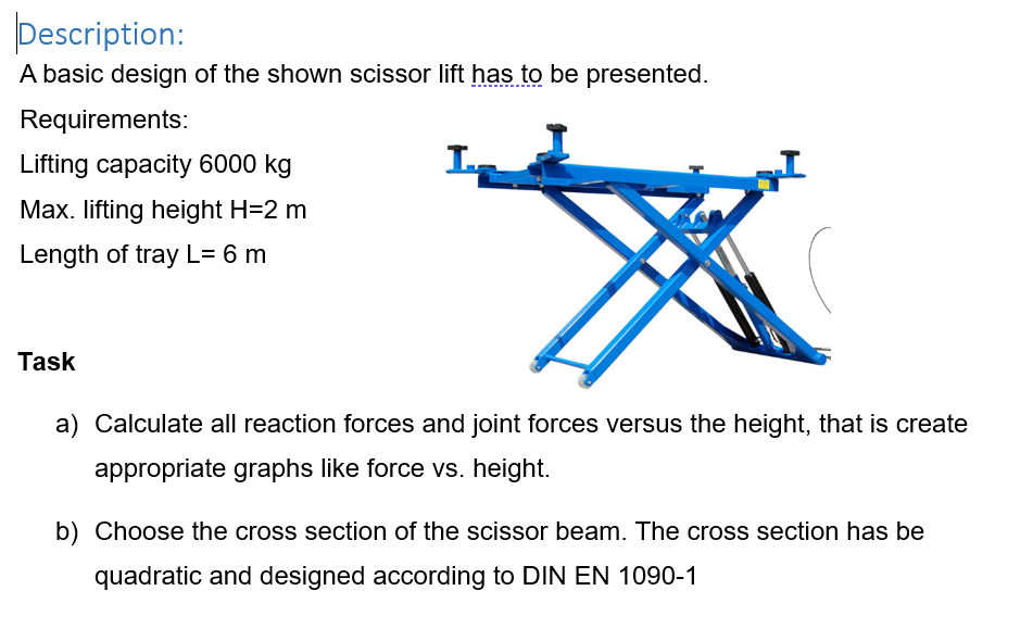 Description: A basic design of the shown scissor lift | Chegg.com