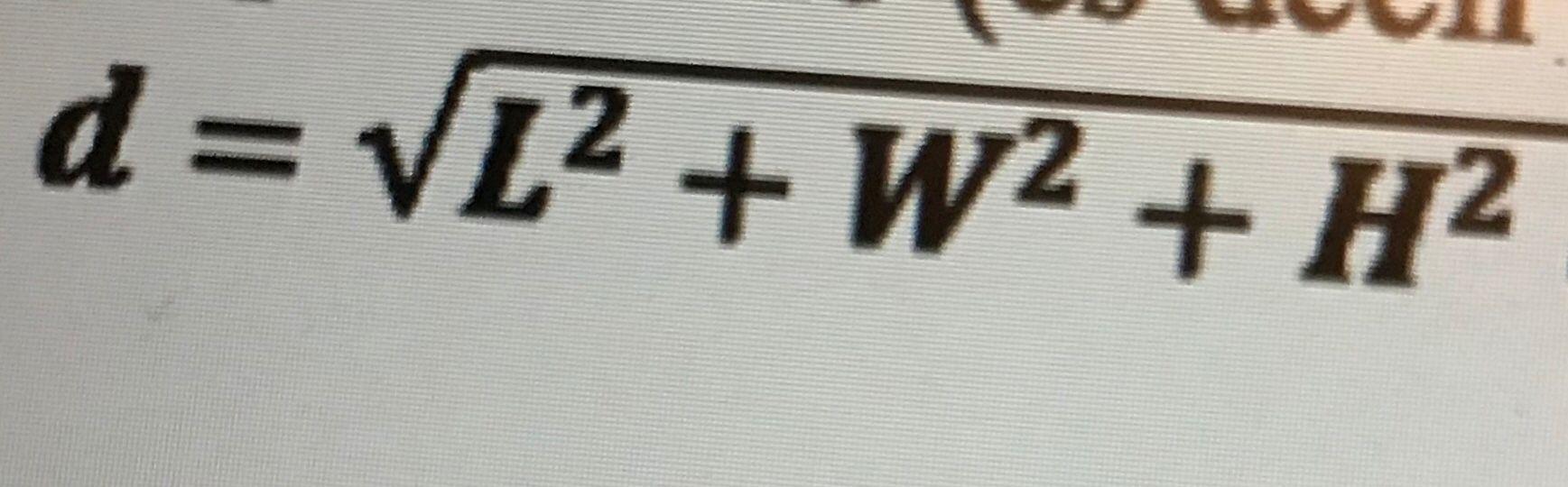 Solved A formula to determine the length of the diagonal of | Chegg.com
