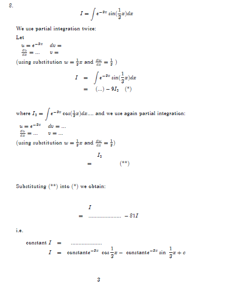 Solved 8. We use partial integration twice: Let 26 -3% | Chegg.com