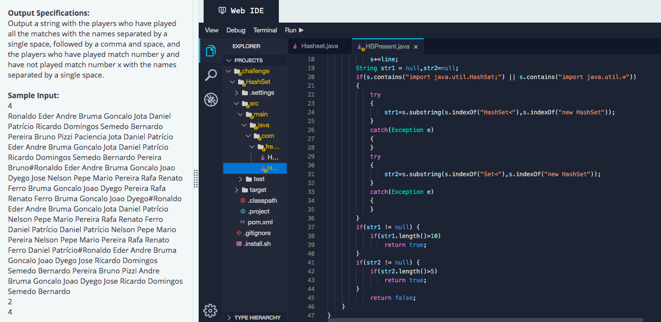 Solved 1. HashSet in Java View Debug Terminal Run EXPLORER V | Chegg.com