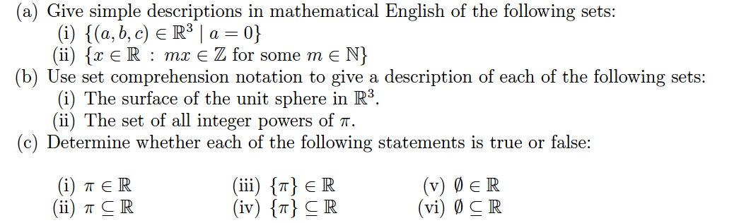 Solved (a) Give simple descriptions in mathematical English | Chegg.com