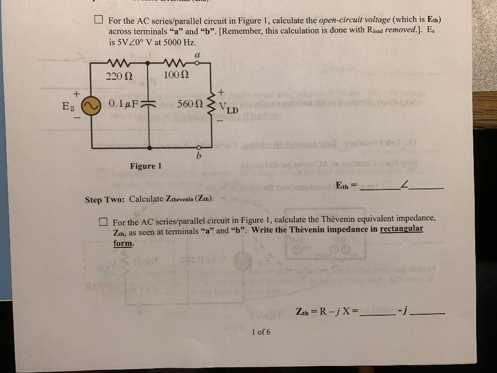 Solved For the AC scries/parallel circuit in Figure 1, | Chegg.com
