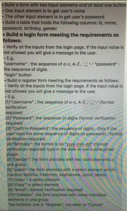 Solved Build a form with two input elements and at least one | Chegg.com