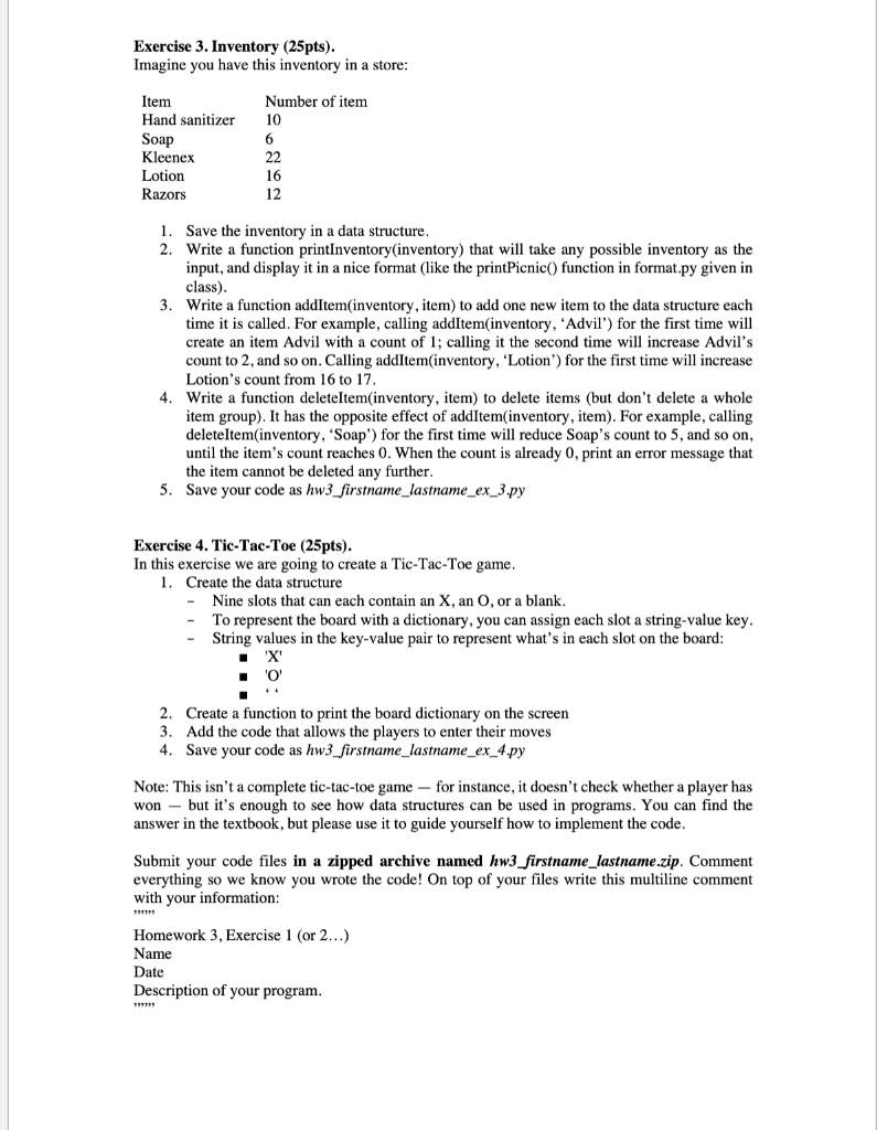 Solved Homework 3 Dictionaries and structuring data Out 9/23 | Chegg.com