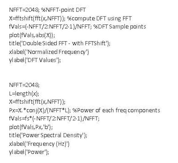 Solved NFFT=2048; %NFFT-point DFT X=fft(X,NEFT); %compute | Chegg.com