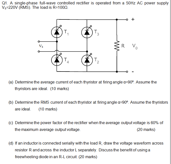 Solved Q1. A single-phase full-wave controlled rectifier is | Chegg.com