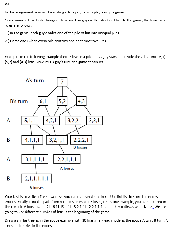 P4 In this assignment, you will be writing a Java | Chegg.com